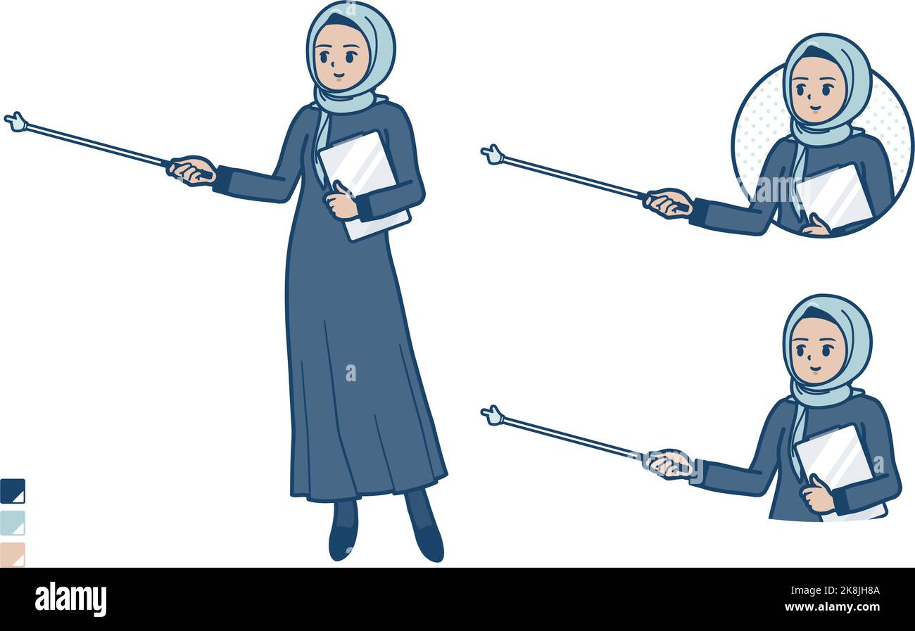 An arabian woman in hijab with Explanation with a pointing stick images ...