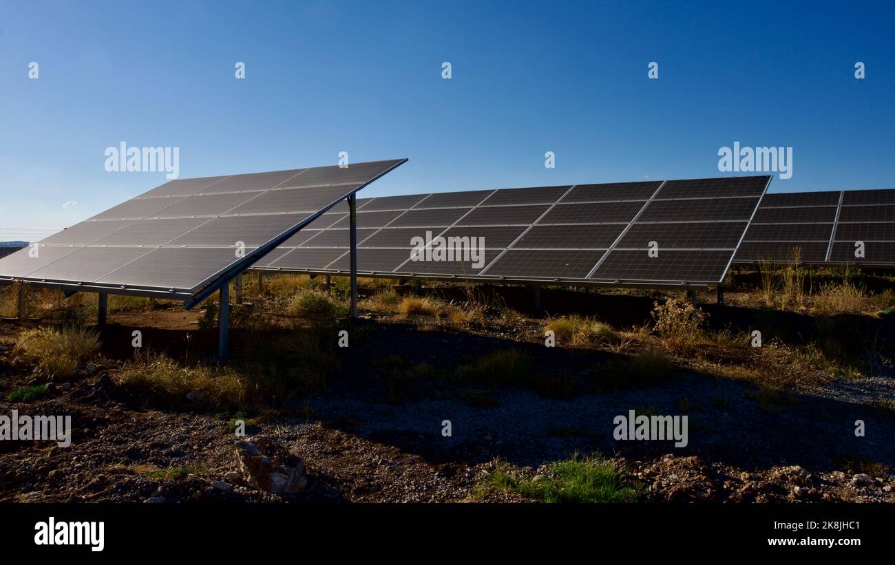 Solar Energy production fields. Large-scale solar farms. Sustainable ...