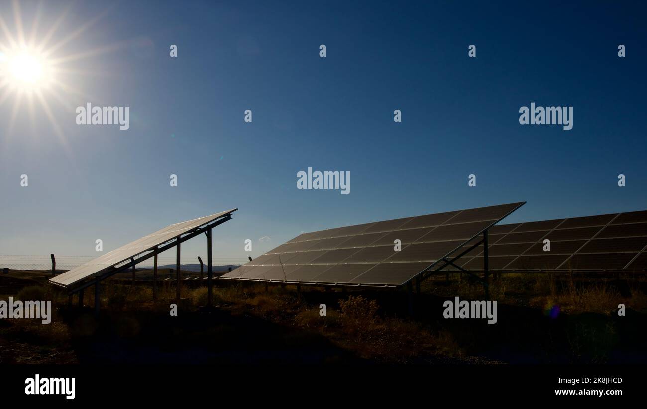 Solar Energy production fields. Large-scale solar farms. Sustainable ...