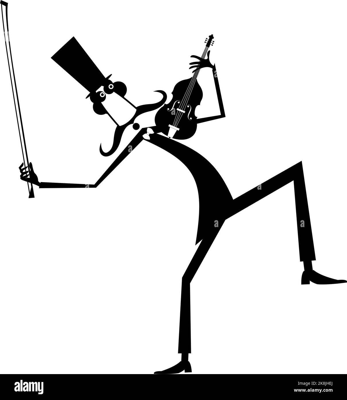 Cartoon long mustache violinist illustration isolated. Long mustache ...