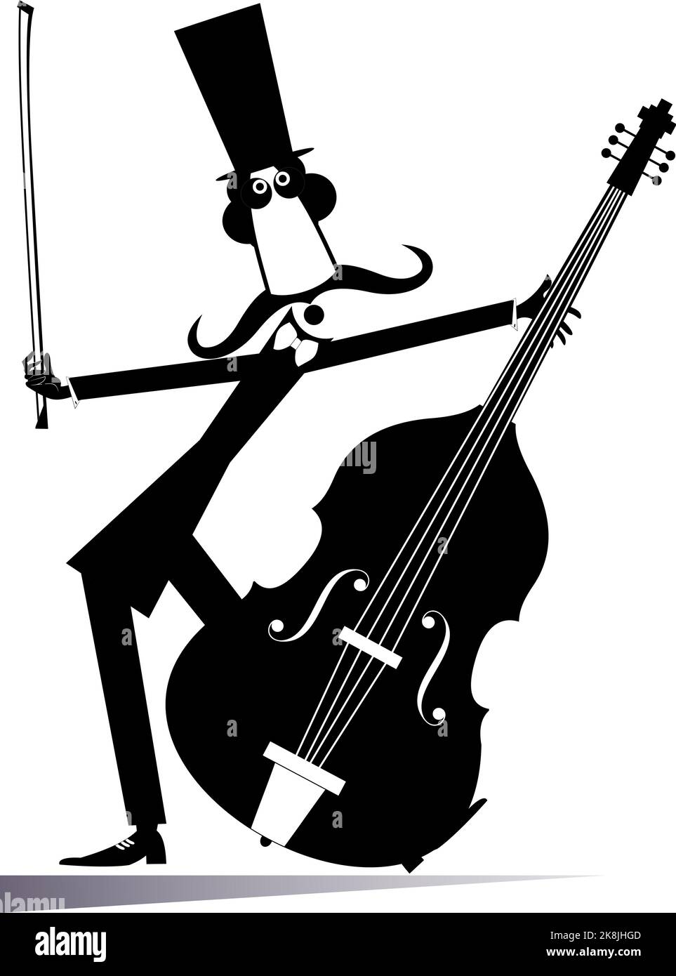 Cartoon long mustache cellist isolated illustration. Smiling mustache ...