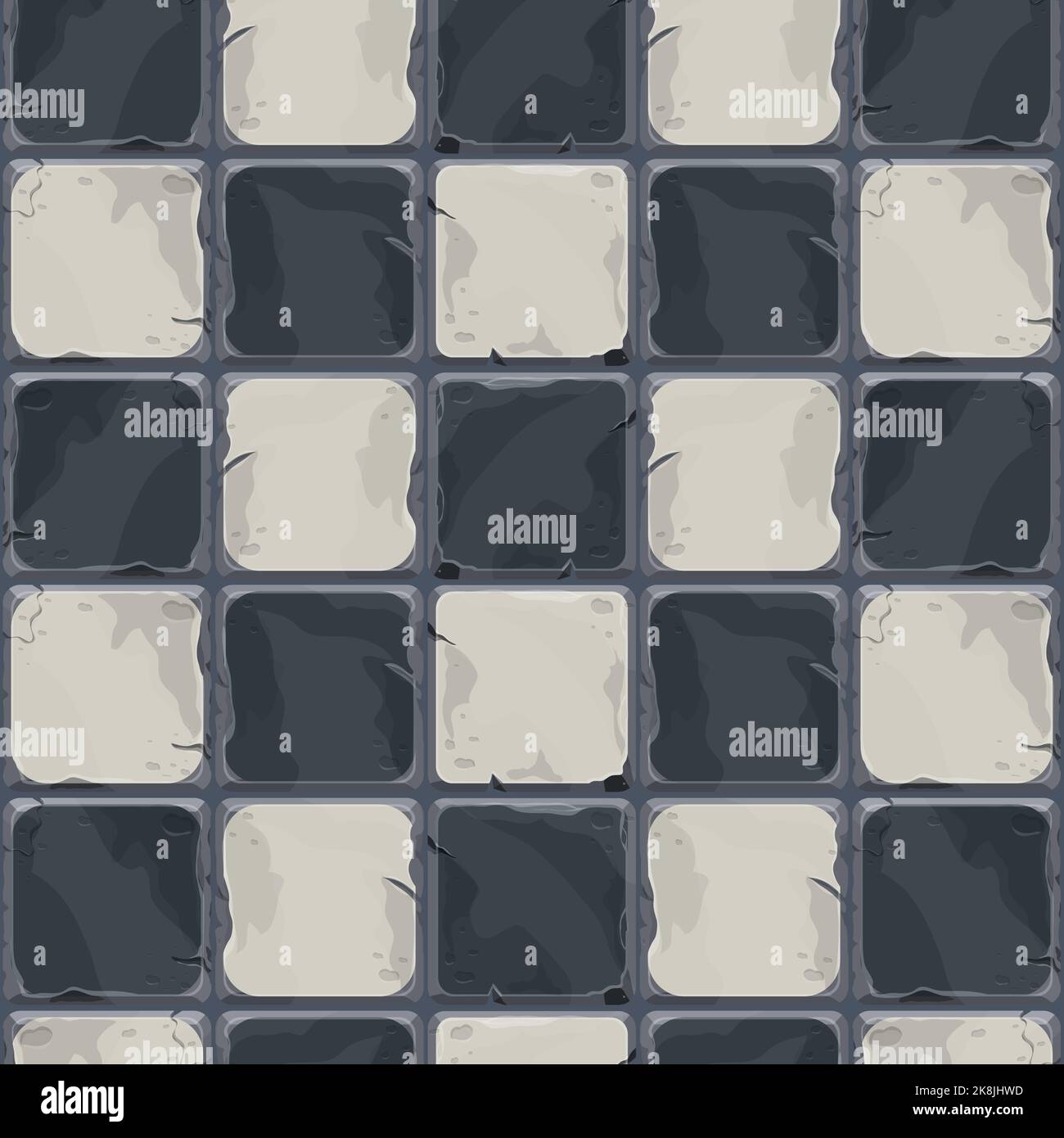 Chessboard black and white tile, bricks game background in cartoon ...
