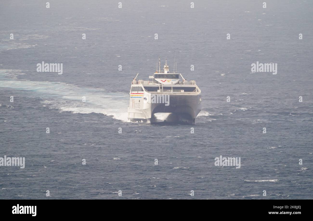 Ferry on open sea, Virtu ferries, passenger services between Spain and ...