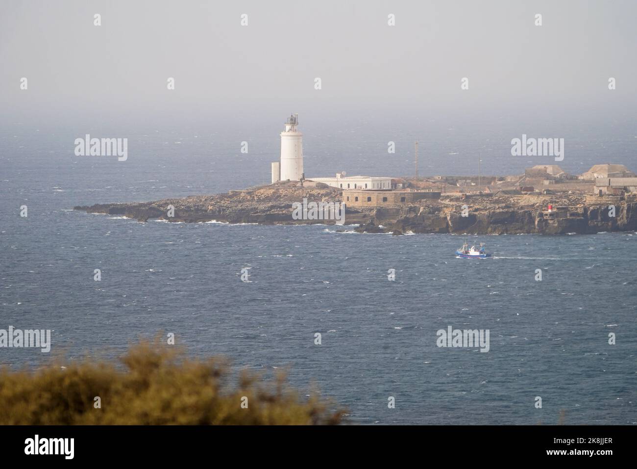 18th century Lighthouse at Tarifa point, La Isla de las Palomas, Costa ...
