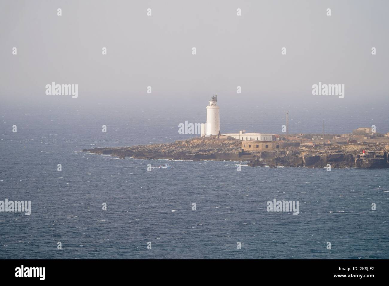 18th century Lighthouse at Tarifa point, La Isla de las Palomas, Costa ...