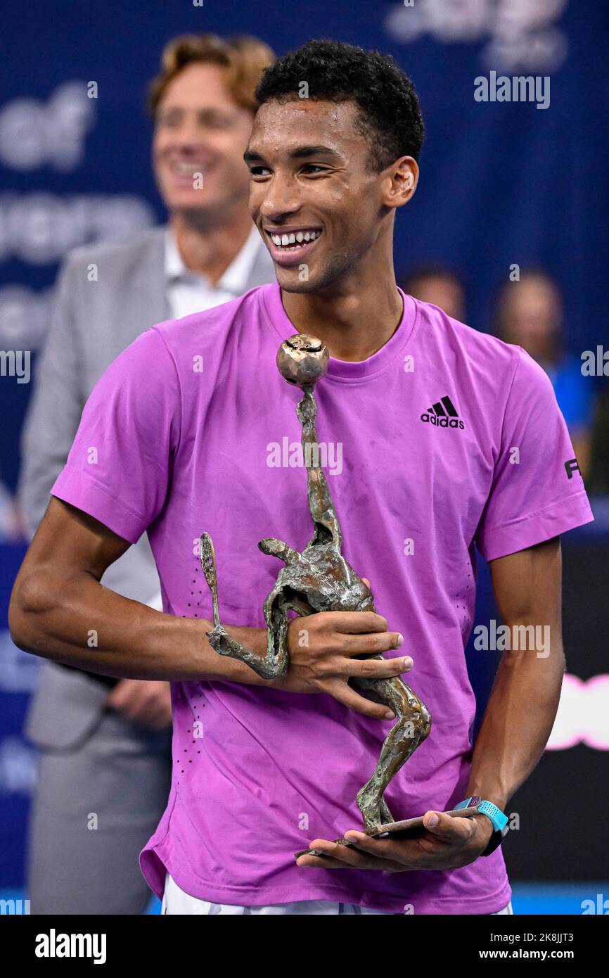 Canadian Felix Auger-Aliassime pictured during the ceremony after the men's singles final match ...