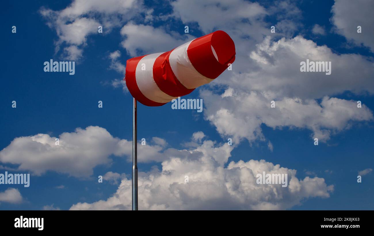 Windsock. Windsock flag. Wind direction indicator. Wind intensity ...