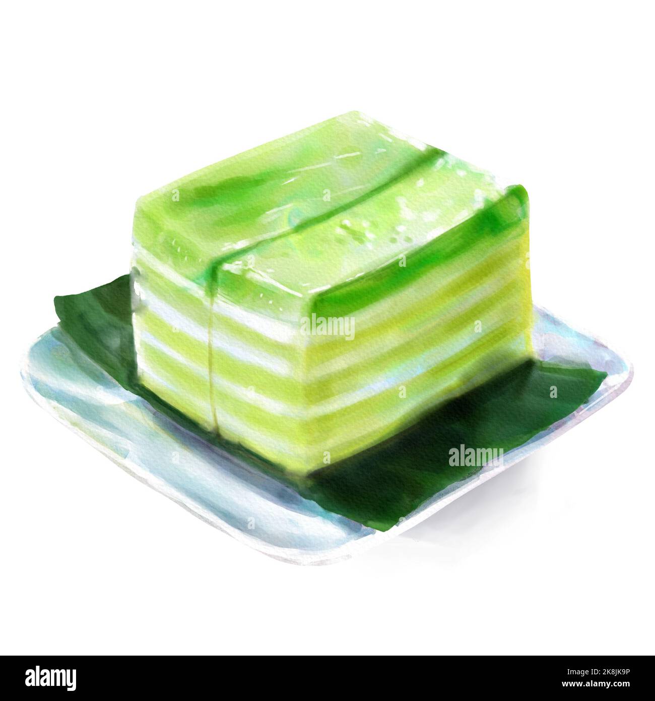 Layer sweet cake, Thai sweet, watercolor Stock Photo - Alamy