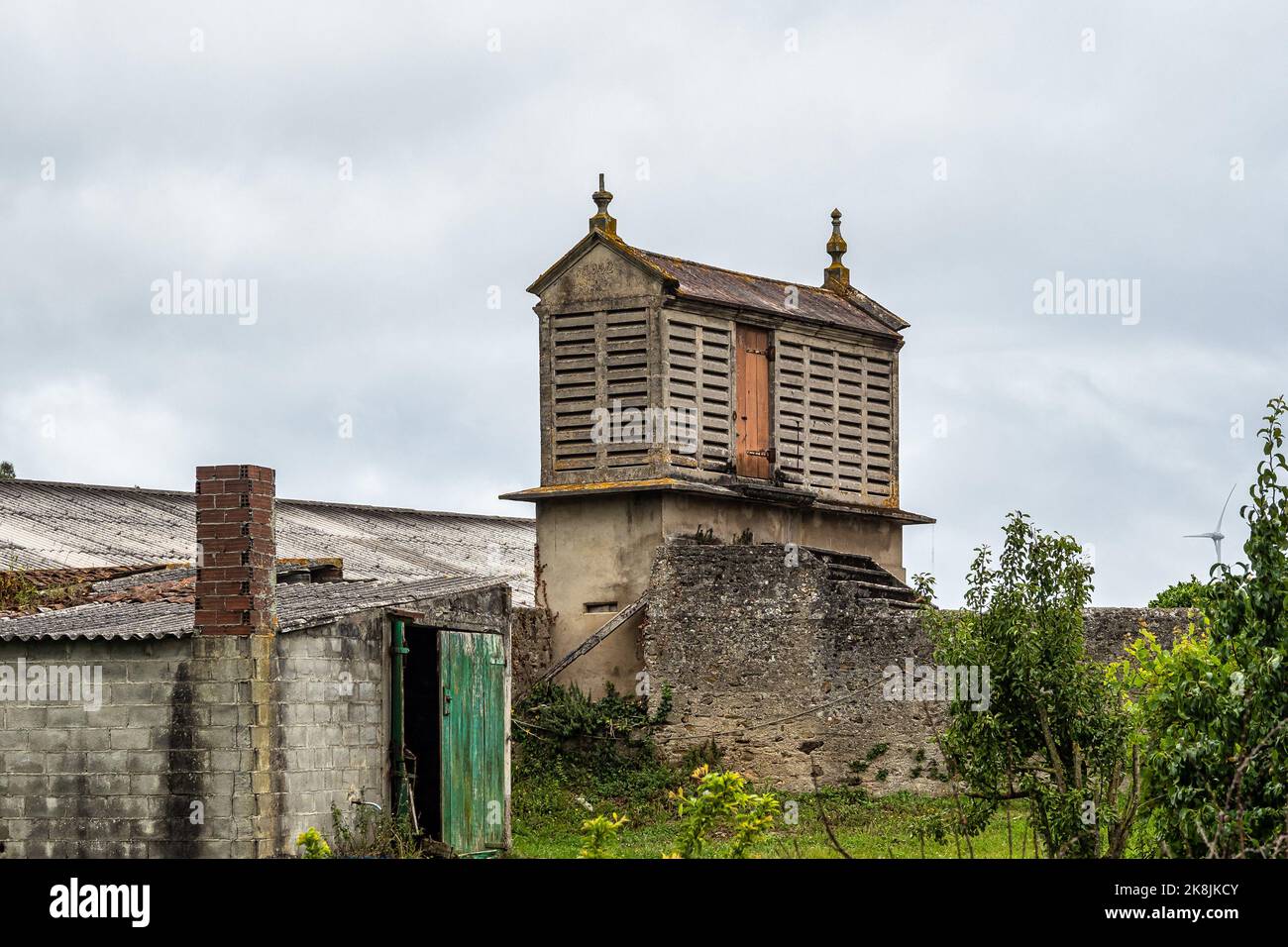 Beautiful village of Vigo in Galicia, Spain, unique for its horreos ...