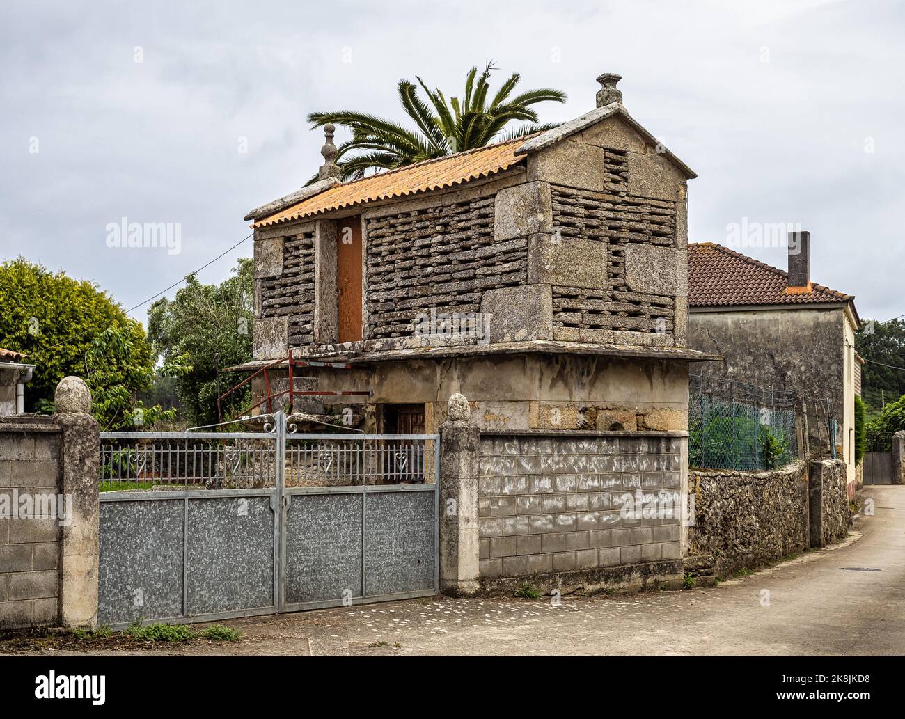 Beautiful village of Vigo in Galicia, Spain, unique for its horreos ...