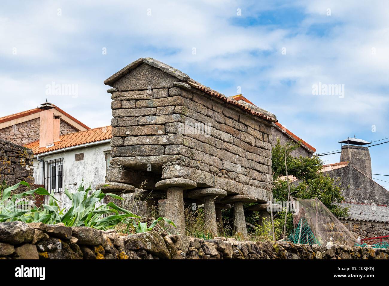 Beautiful village of Branas in Galicia, Spain, unique for its horreos ...