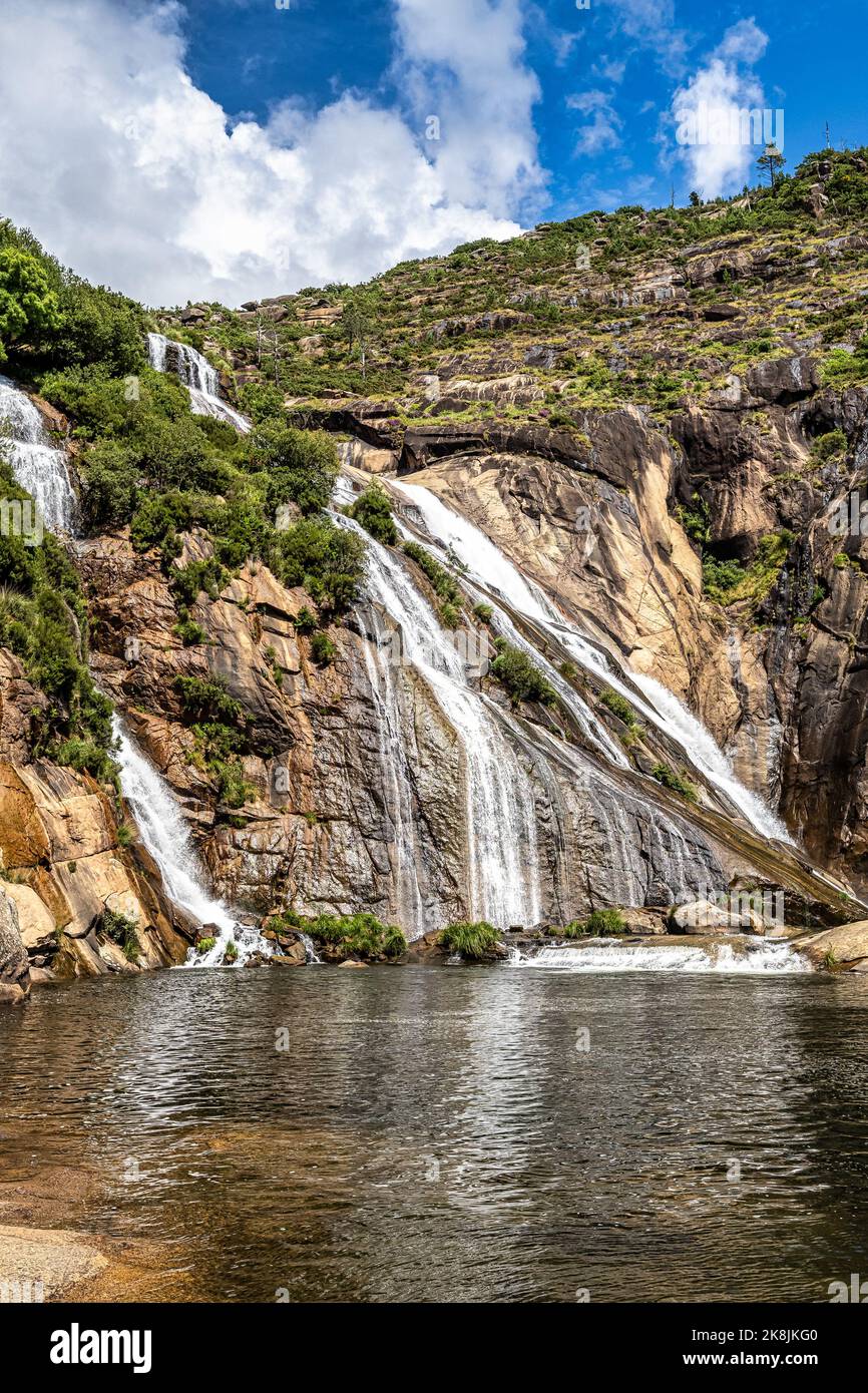 Ezaro waterfall, Galicia, Northern Spain in Spring. One of the few ...