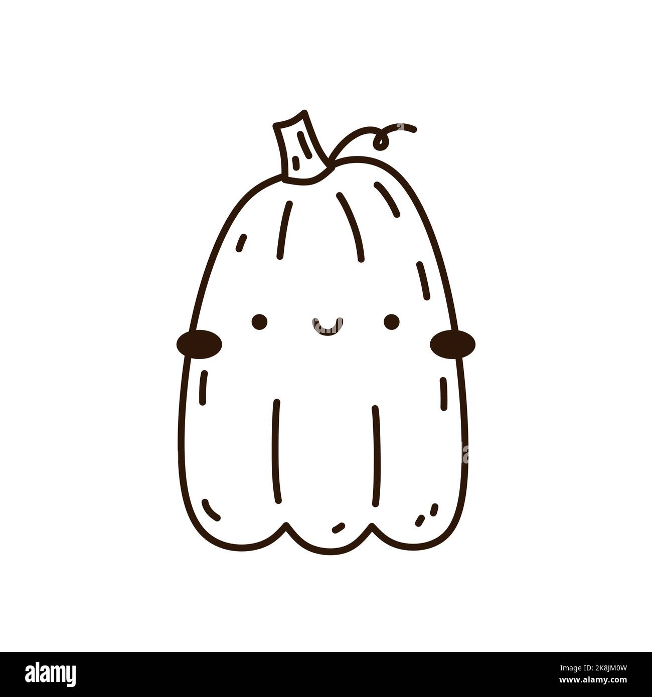 Cute and funny pumpkin isolated on white background. Vector hand-drawn ...