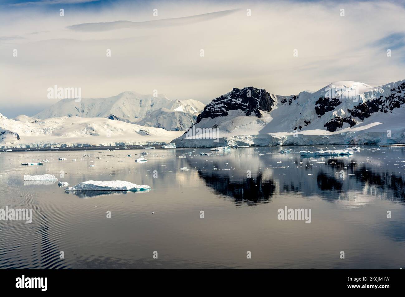 still waters of paradise harbour (bay) looking back to gerlache strait ...