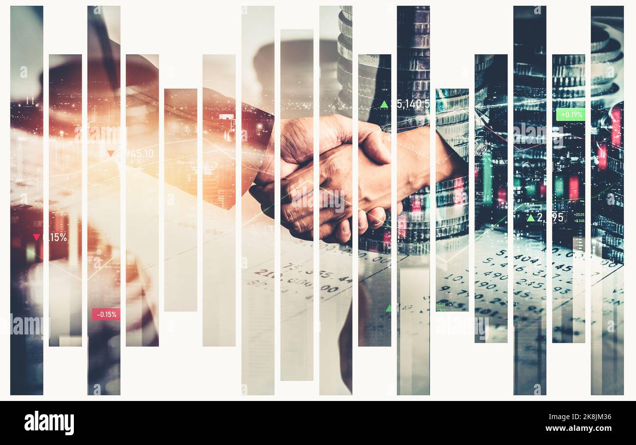 Business handshake on finance prosperity and money technology asset ...