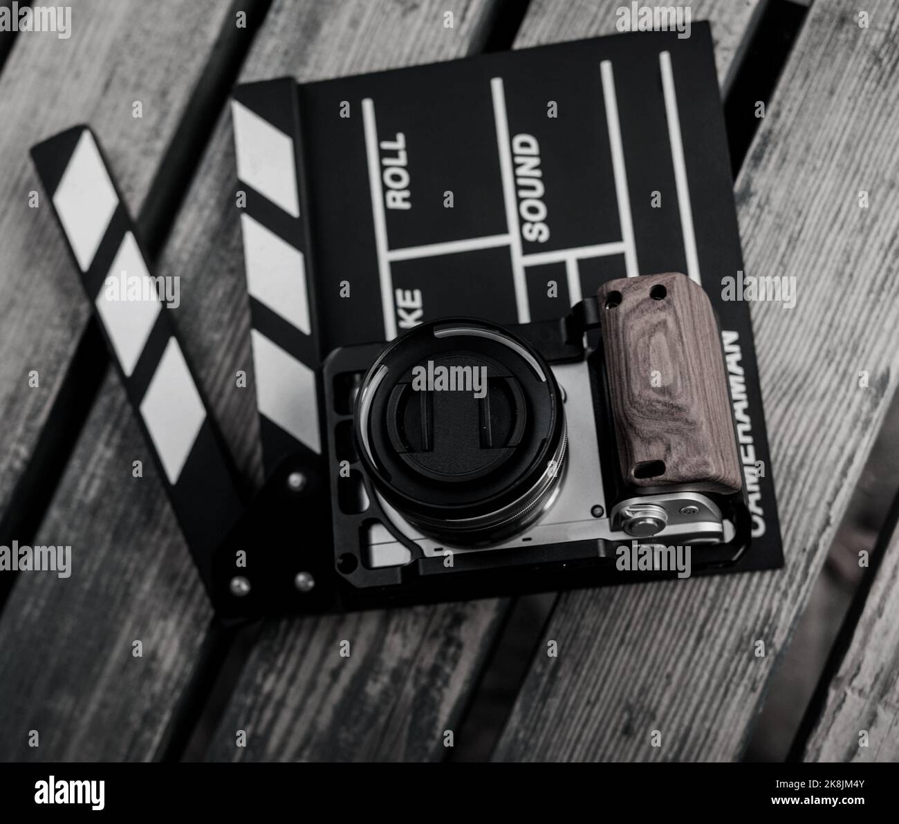 Digital camera and movie clapper for photos and videos on wood ...