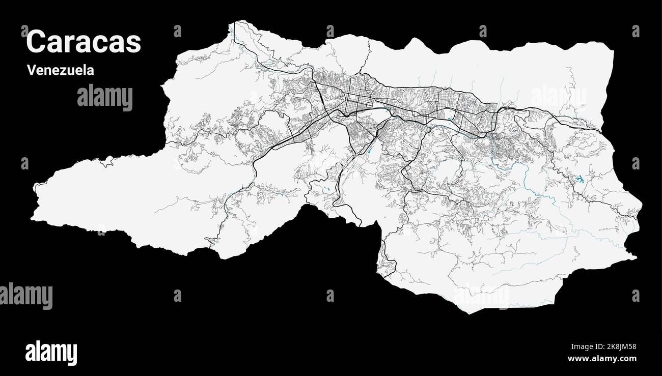 Caracas map. Detailed map of Caracas city administrative area ...