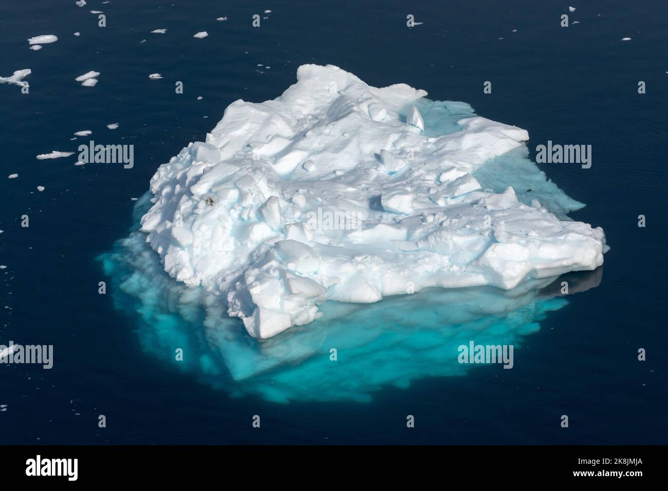 small iceberg in still water of paradise harbour (bay) showing amount ...