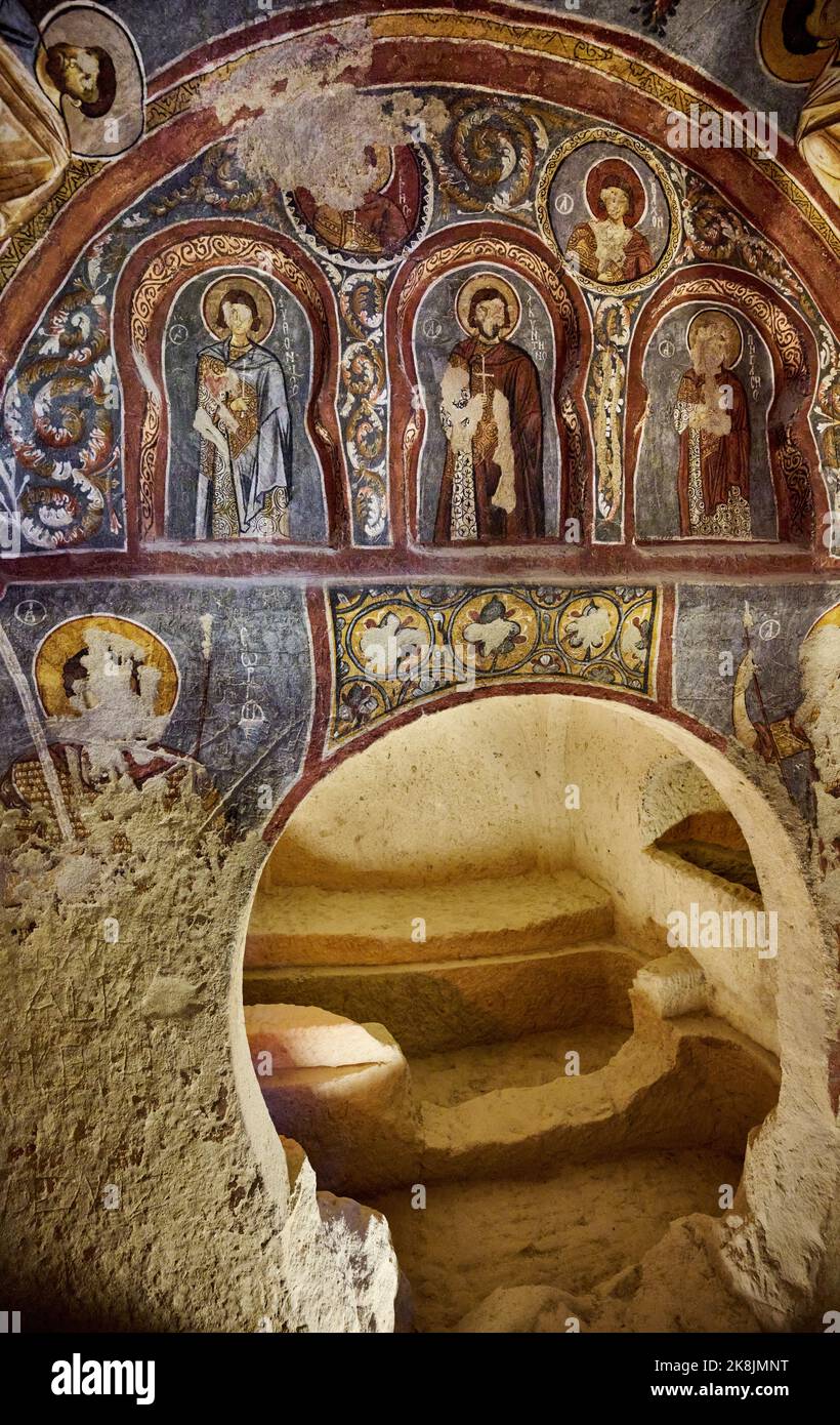 interior view of magnificent fresco in dark church, Karanlık Kilise in ...
