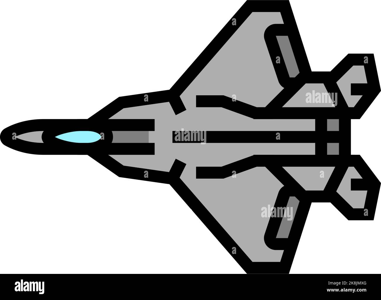 Fighter Jet Airplane Aircraft Color Icon Vector Illustration Stock