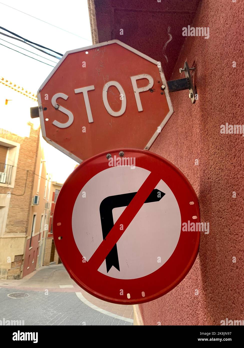 A vertical shot of the traffic signs Stock Photo - Alamy
