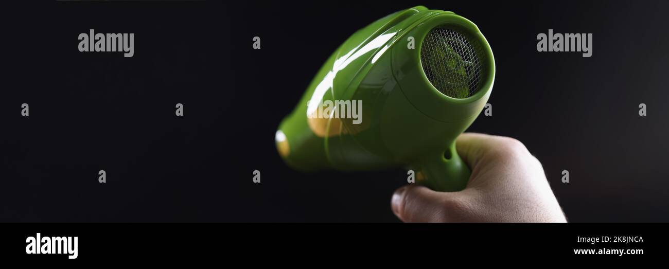 Brand new hairdryer model, hand hold green device for drying hair Stock ...