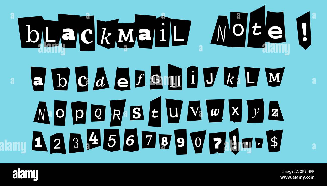 Anonymous blackmail letter newspaper cutting letters. Criminal ransom ...