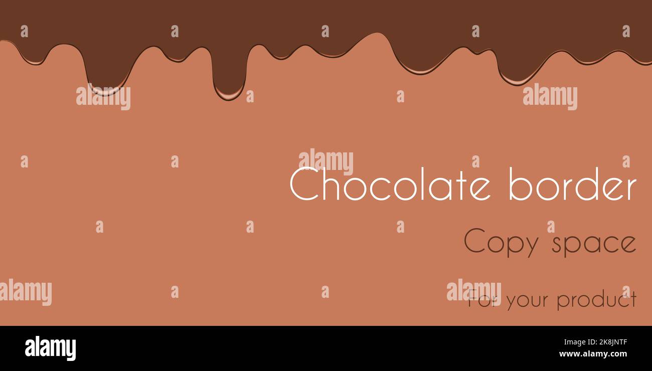 Melted chocolate drip border. Chocolate glaze vector food illustration ...