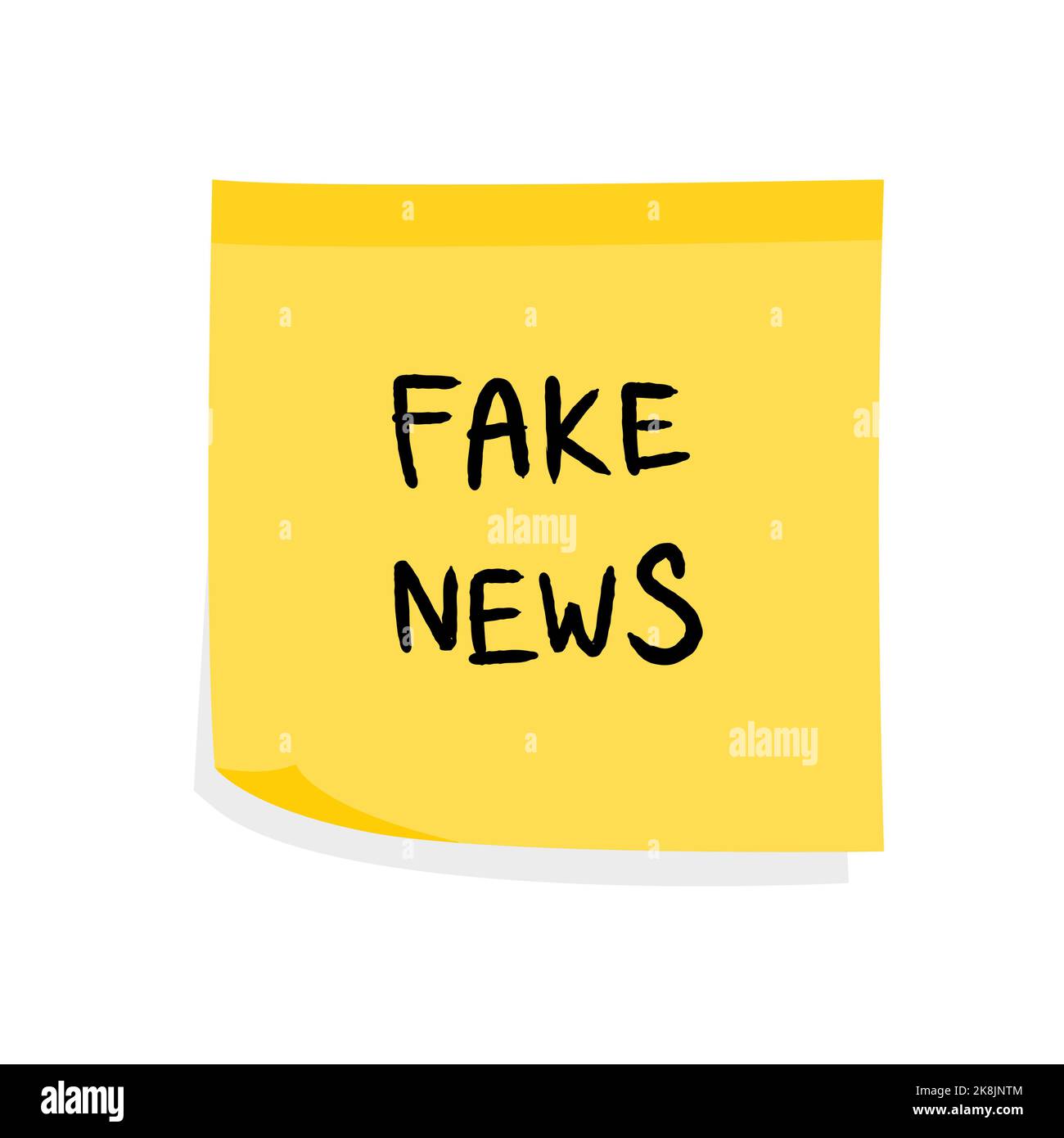 Fake news in social media sign. Yellow sticky note message. Paper sign ...