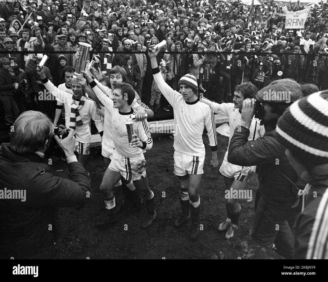 The team takes small round of honor with the trophies hi-res stock ...