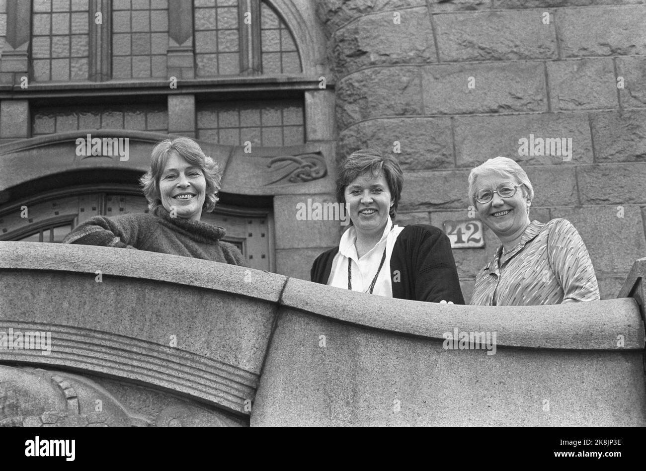 Oslo 1985 1010. Three female expedition managers f.v. Karin Stoltenberg ...