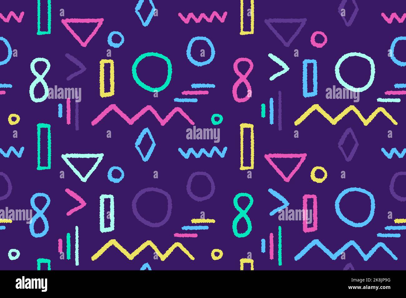 Seamless 90s style pattern. Abstract repeatable boho background for ...