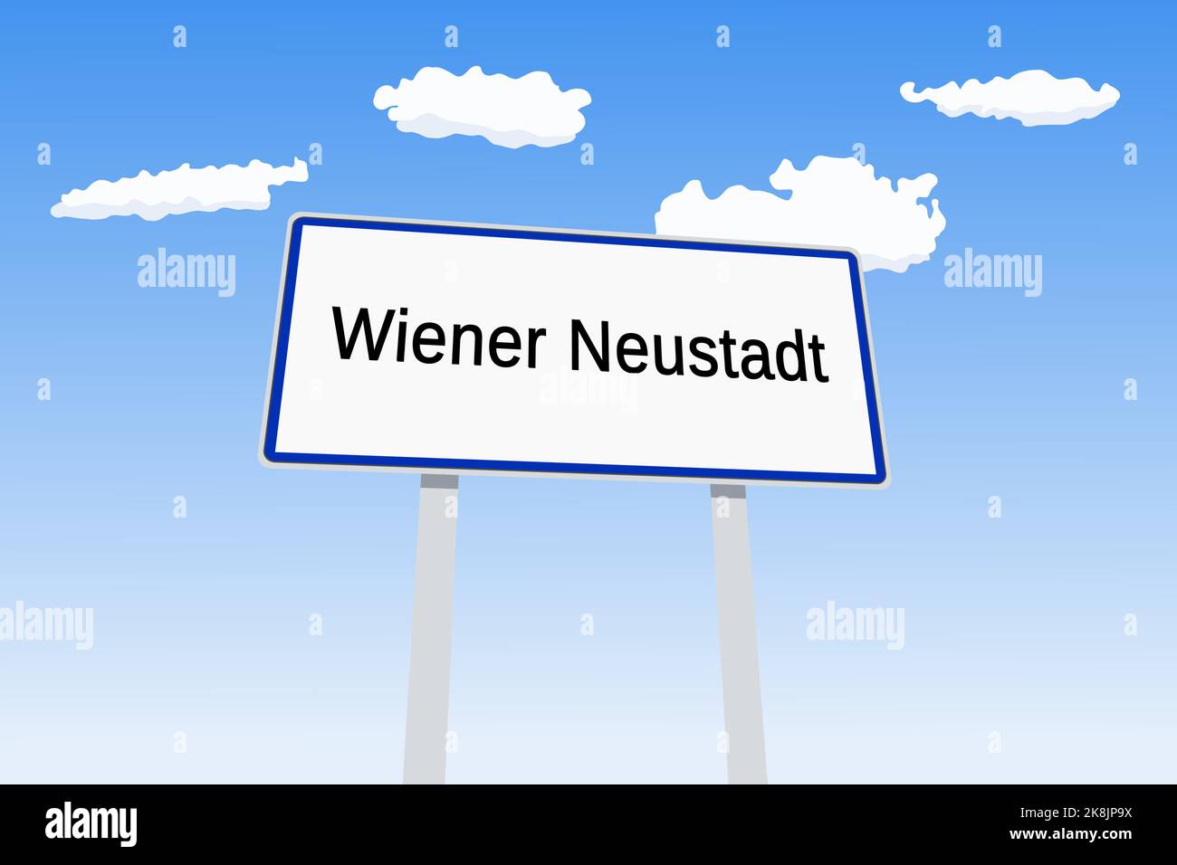Wiener Neustadt city sign in Austria. City name welcome road sign ...