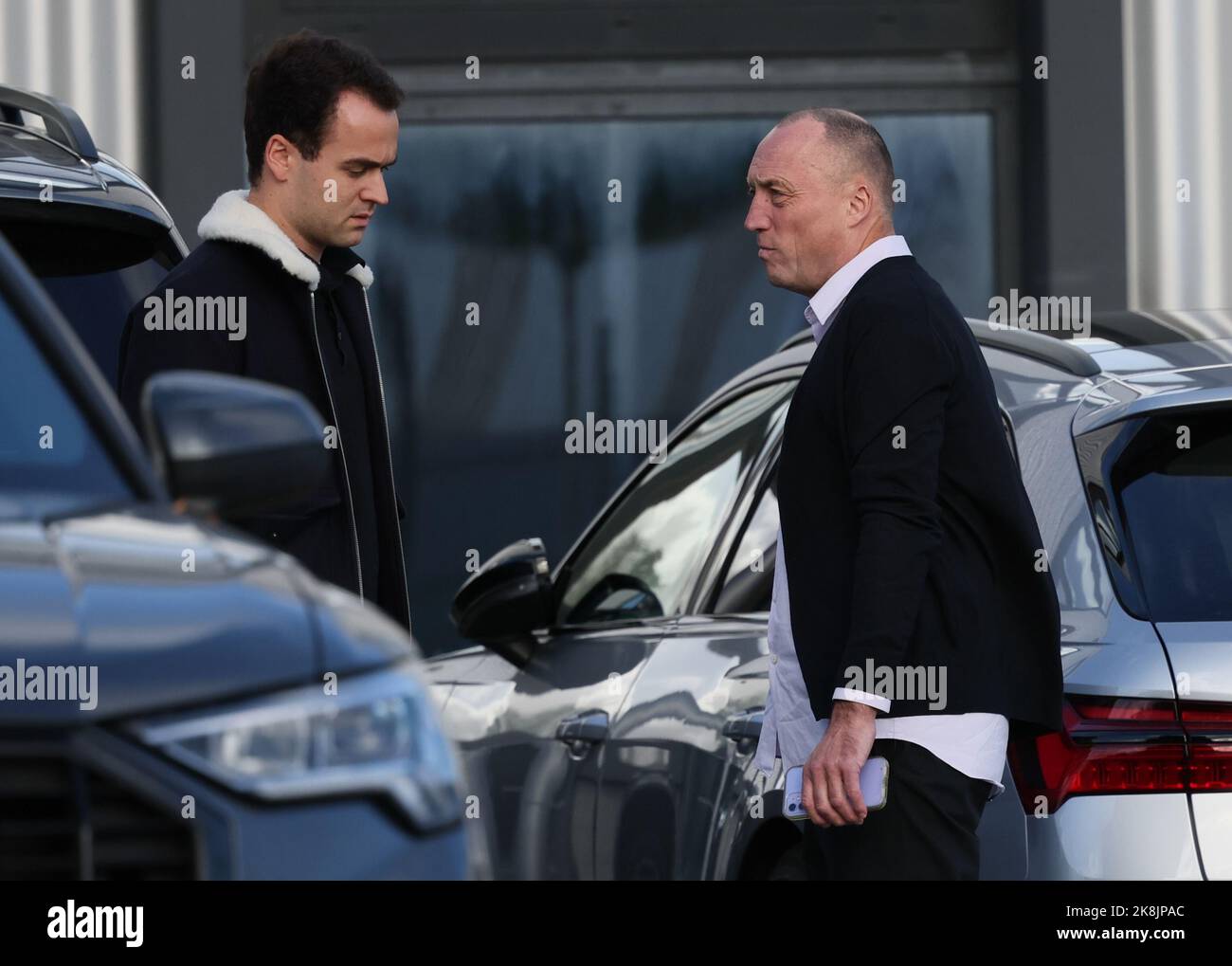 Anderlecht's chairman Wouter Vandenhaute (R) leaves after a meeting of ...