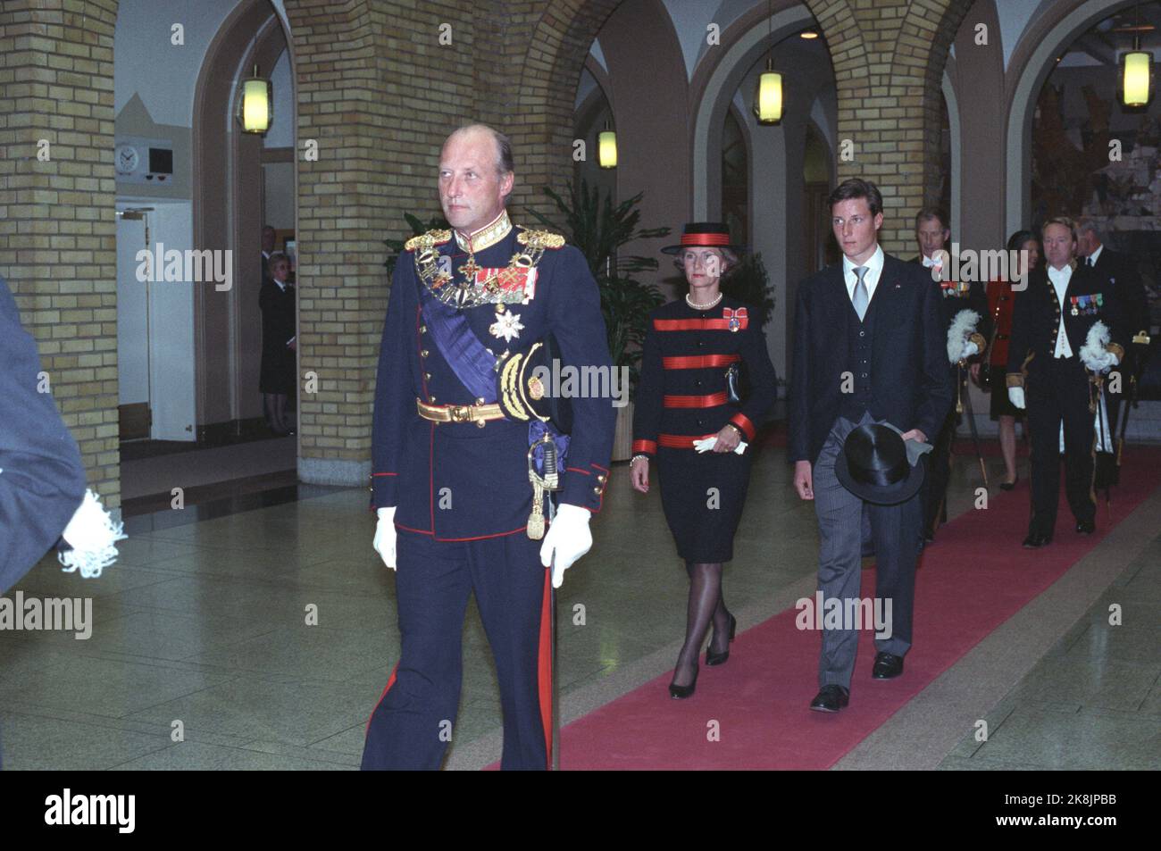 Oslo 19911002 - The opening of the 136 proper Storting. King Harald, Queen Sonja and Crown ...