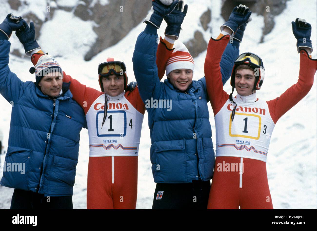 World cup at ski oslo 1982 team jump hi-res stock photography and ...