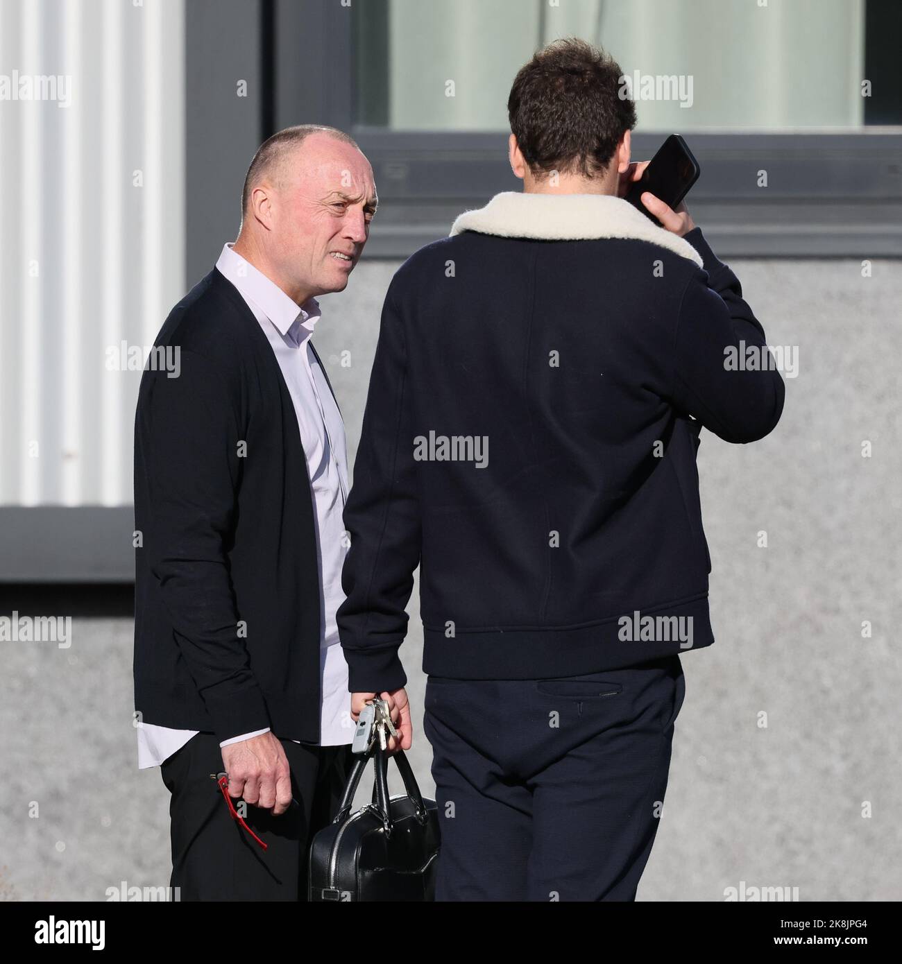 Anderlecht's chairman Wouter Vandenhaute (L) leaves after a meeting of ...