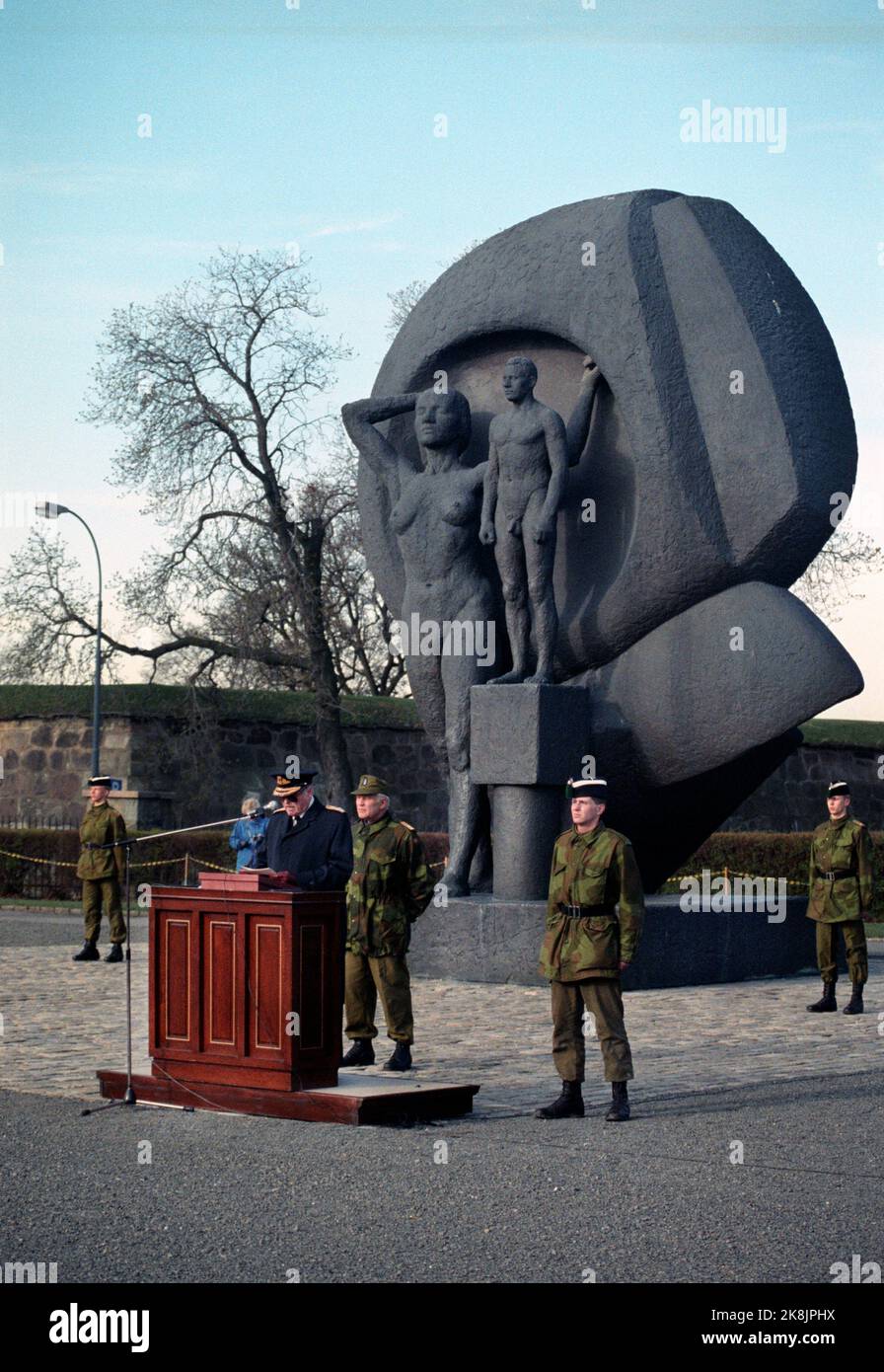 Akershus Fortress May 9, 1990. King Olav photographed in connection ...