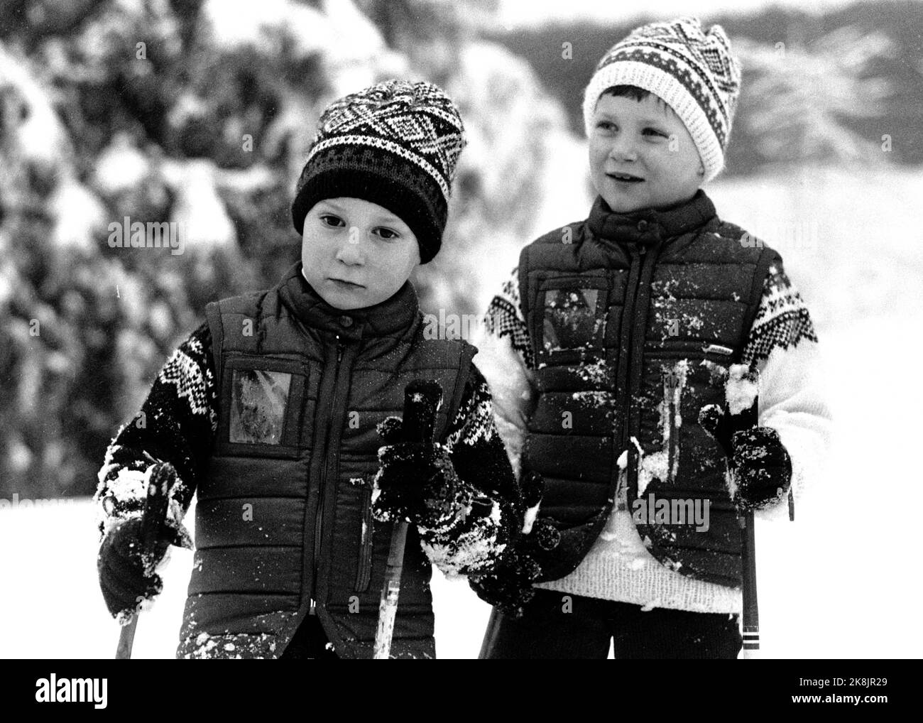 Asker 19780124: The Crown Prince family at Ski at home at Skaugum. The ...