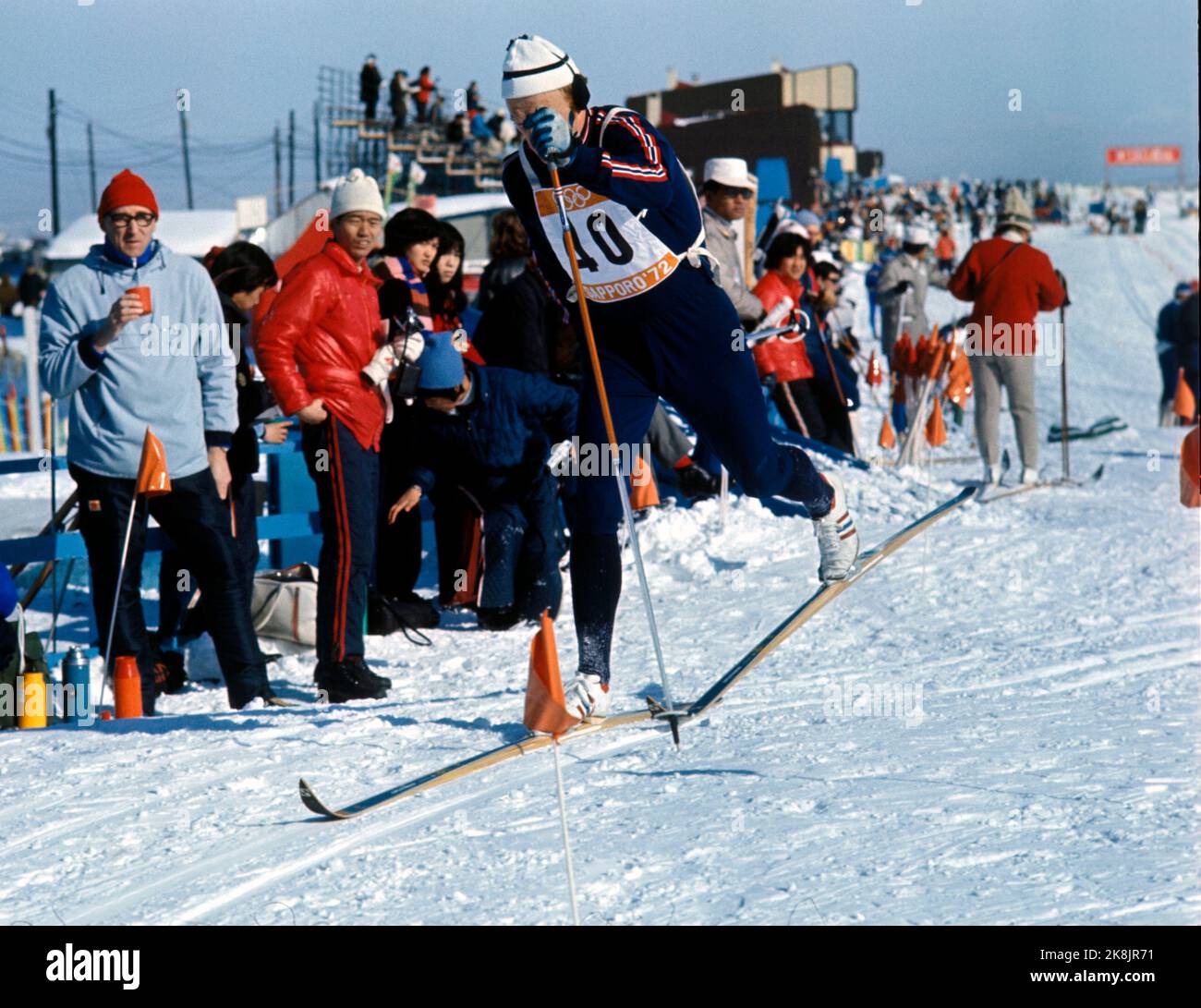 Sapporo, Japan 1972. Pål Tyldum in action 50 km cross -country skiing ...