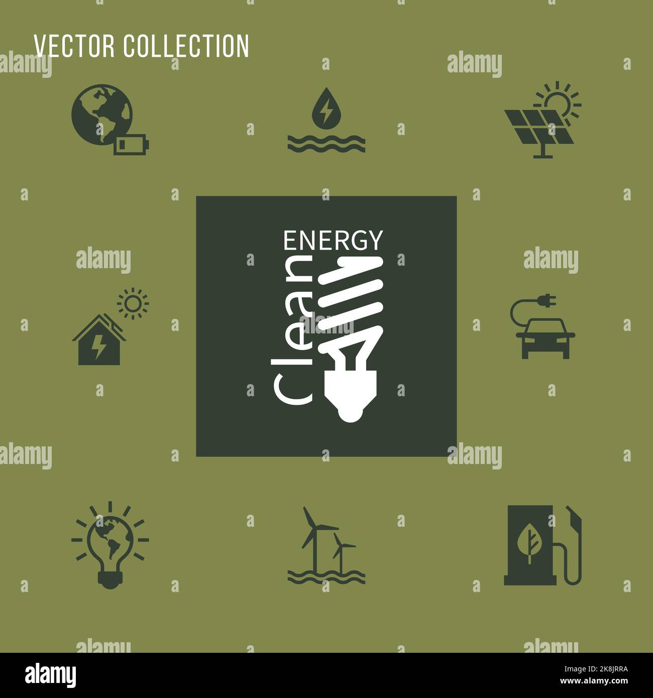 Set of eco vector icons in flat style. Eco collection with various ...