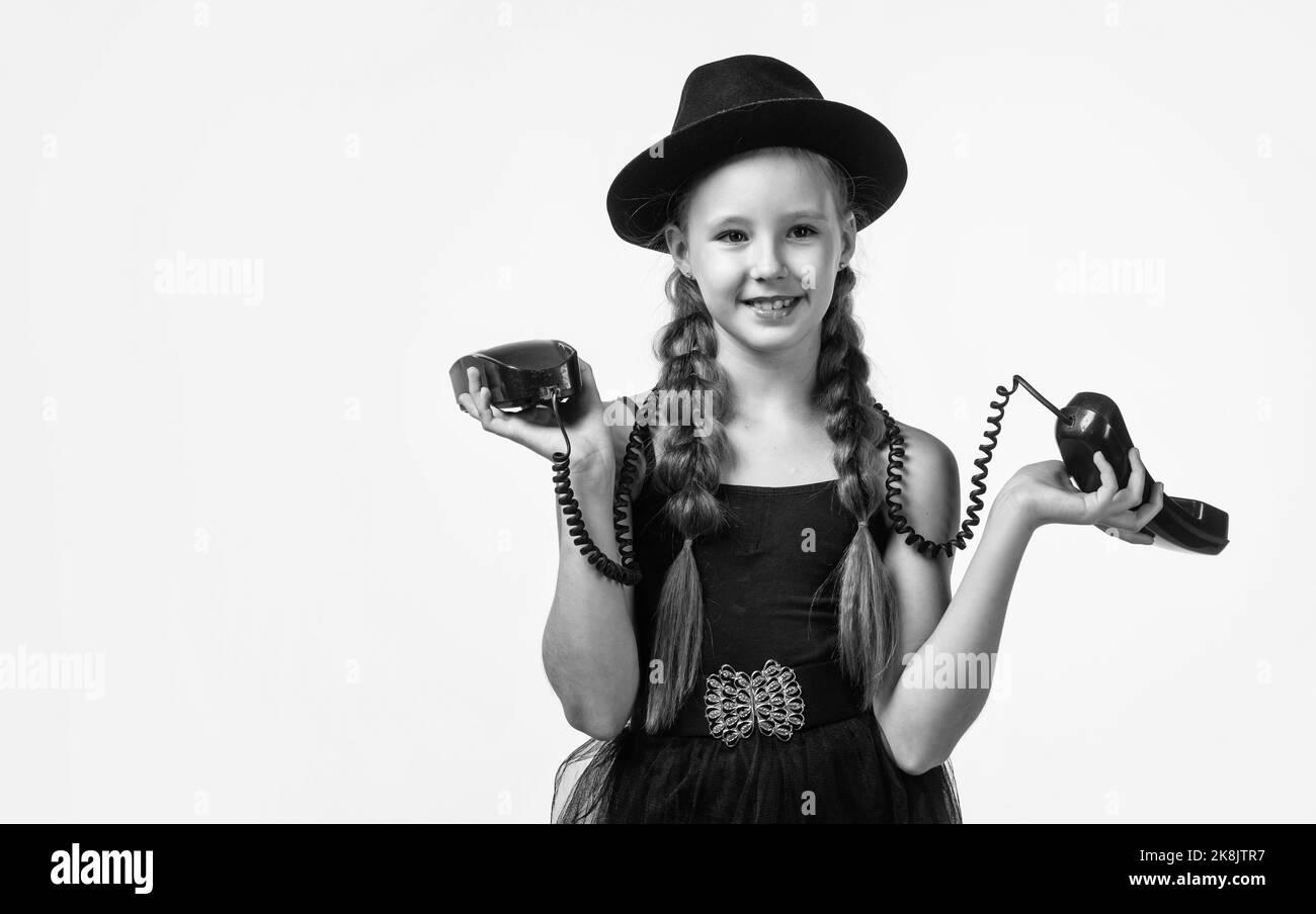 child having phone conversation. happy childhood. beauty and fashion ...