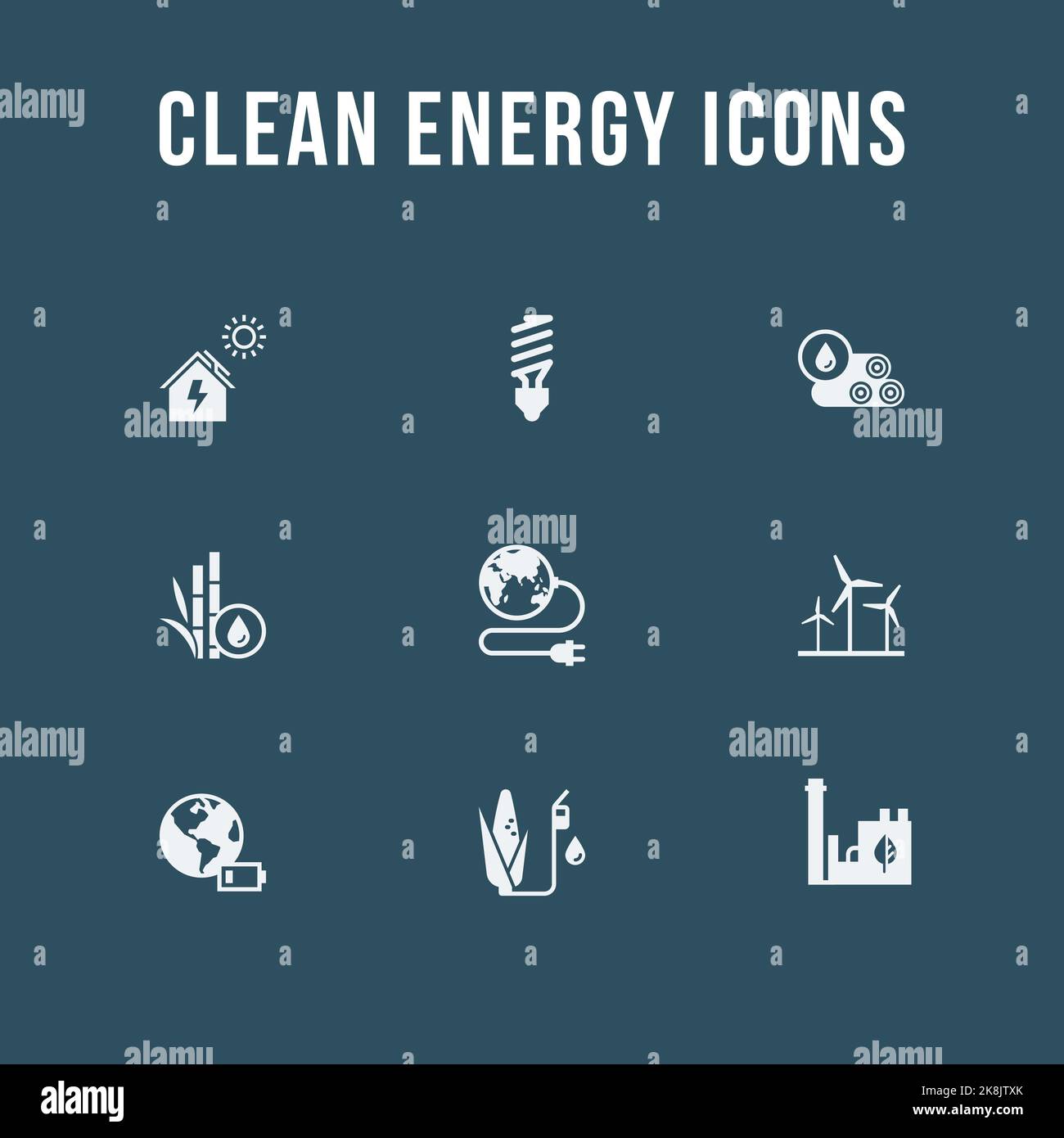 Set of eco vector icons in flat style. Eco collection with various ...
