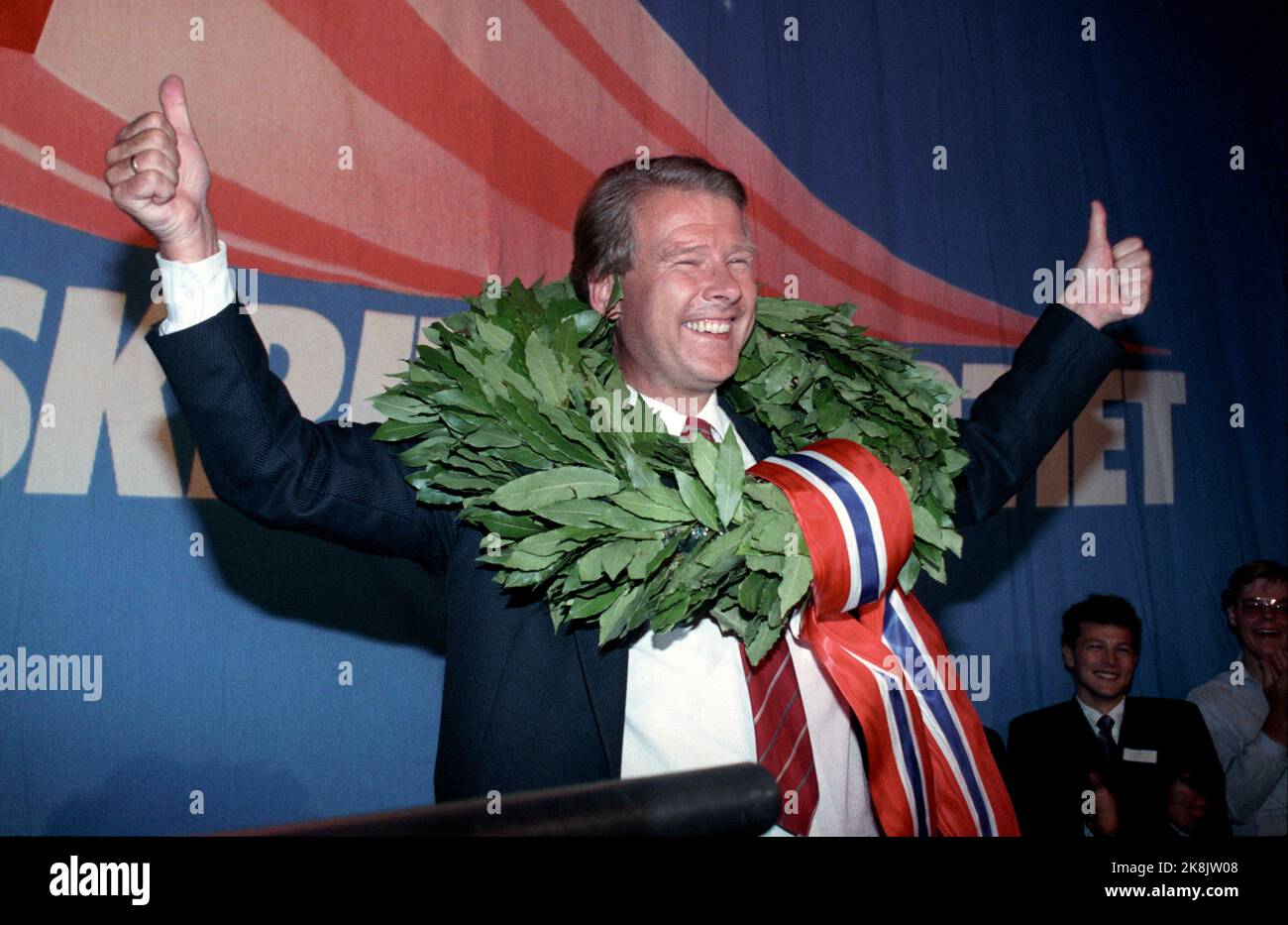 Oslo 19890912: Carl I. Hagen, party leader The Progress Party, with ...