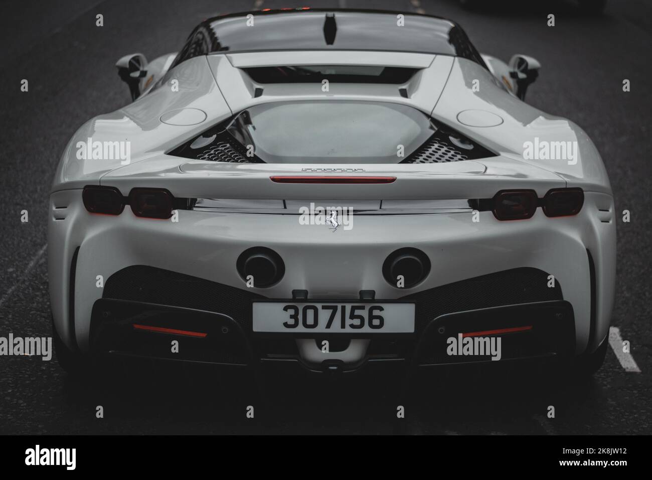 White Ferrari Sf90 spotted in London near the Dorchester hotel. With ...