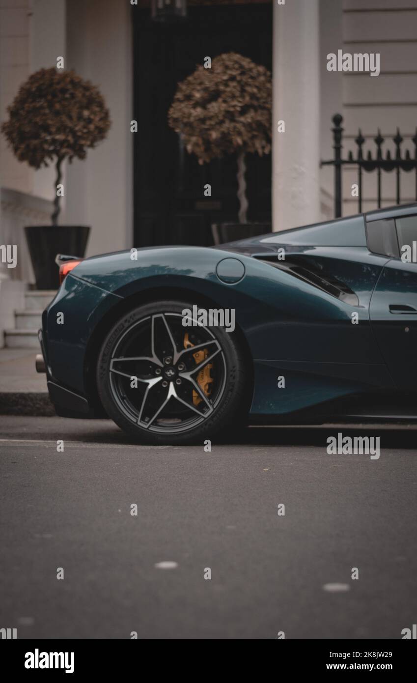 Blue Ferrari 488 Pista parked in London showing of its uniqueness and ...