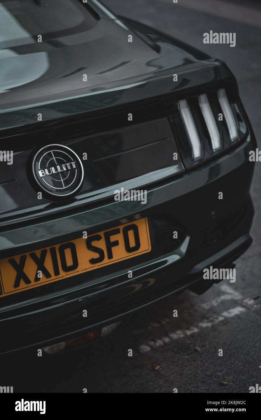 A vertical shot of a Ford Mustang GT500 seen parked in the streets of ...