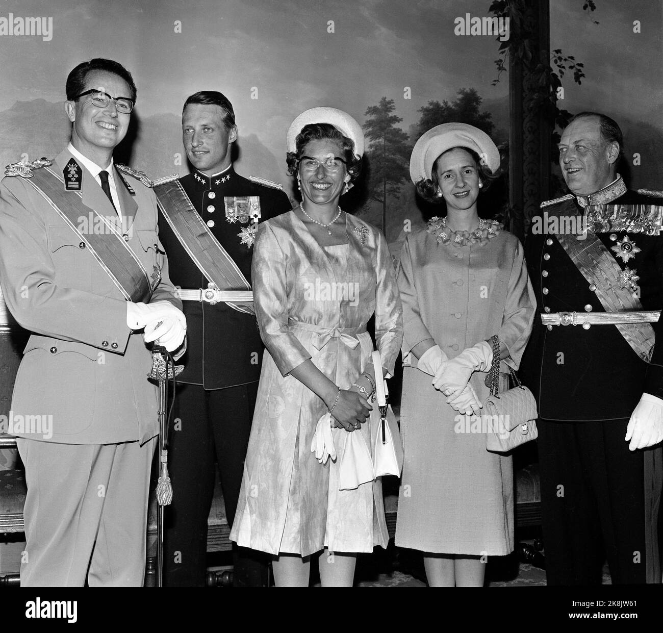 Oslo 19650614 The Belgian royal couple Queen Fabiola and King Baudouin ...