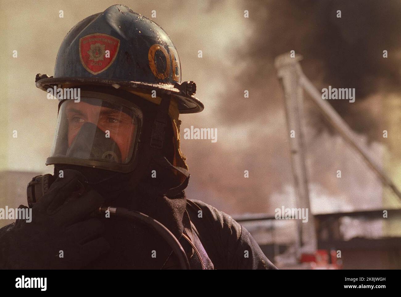 Oslo 19970405. Oslo. Fire at Høyenhall school Saturday. The fire ...