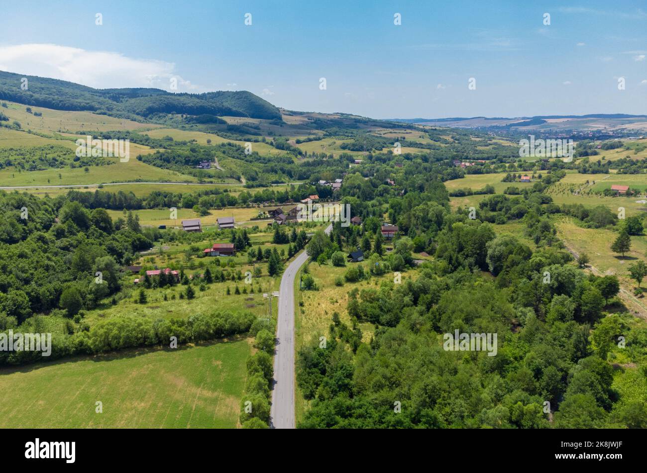 an aerial view of a rural area in Transylvania, Romania Stock Photo - Alamy